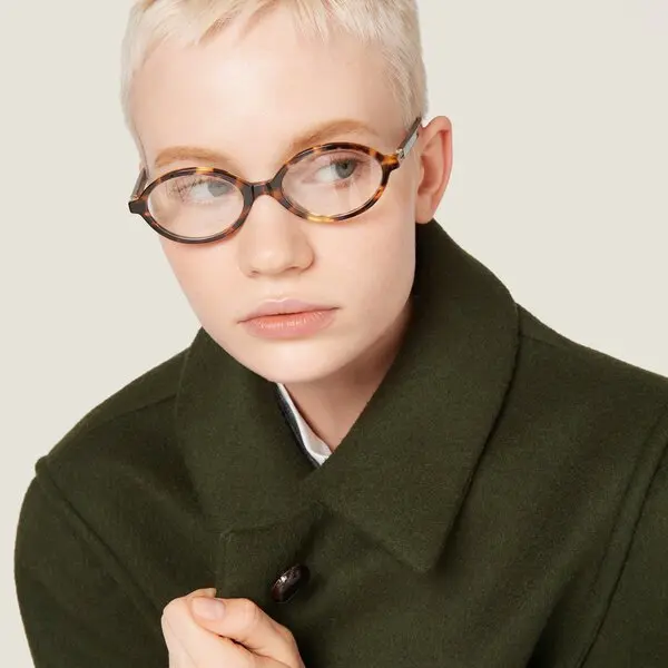 Miu Miu Single-Breasted Loden Cloth Coat - Loden Green | Editorialist